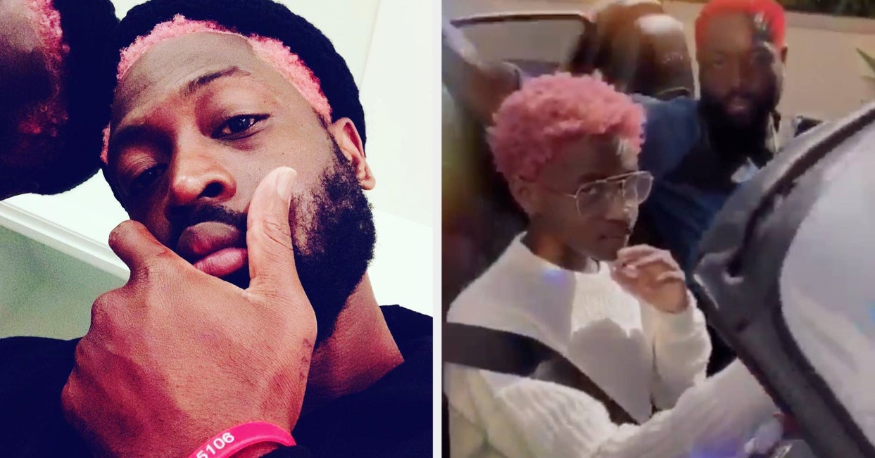 Dwyane Wade Dyed His Hair Pink To Match His Daughter Zaya And, Excuse ...