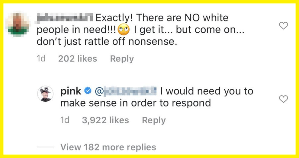 Pink Responds To Negative Comments Over Post About Black Lives Matter