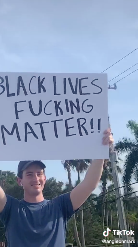 Lone Man's Black Lives Matter Protest Goes Viral In Wellington, Florida