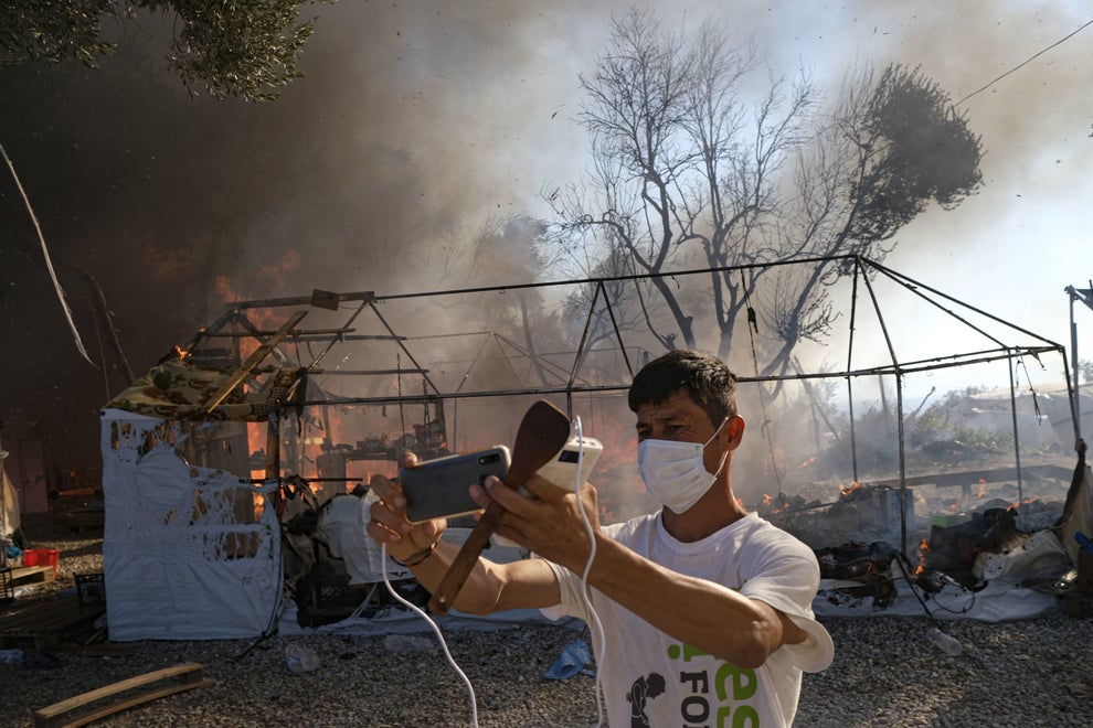 Photos Show Greece Refugee Camp Fire Aftermath
