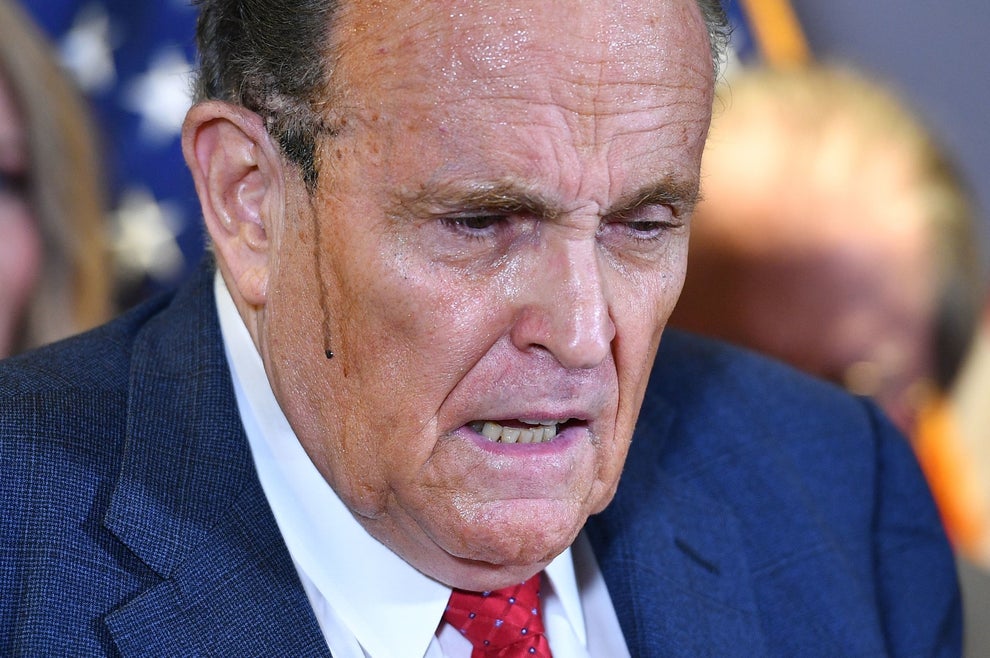 Rudy Giuliani Sweating With Hair Dye Leak: Photos