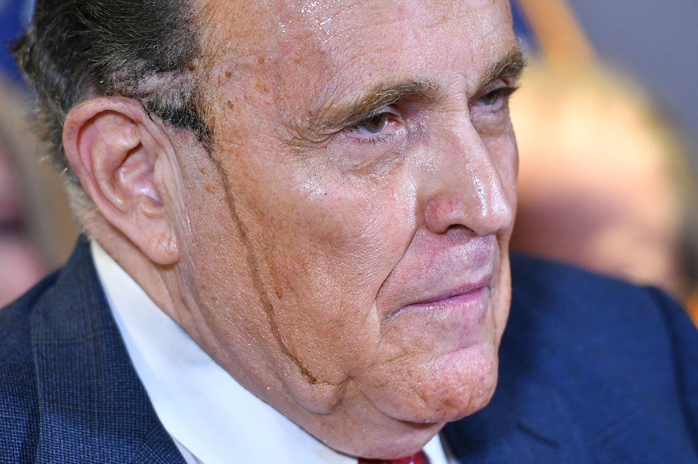 Rudy Giuliani Sweating With Hair Dye Leak: Photos