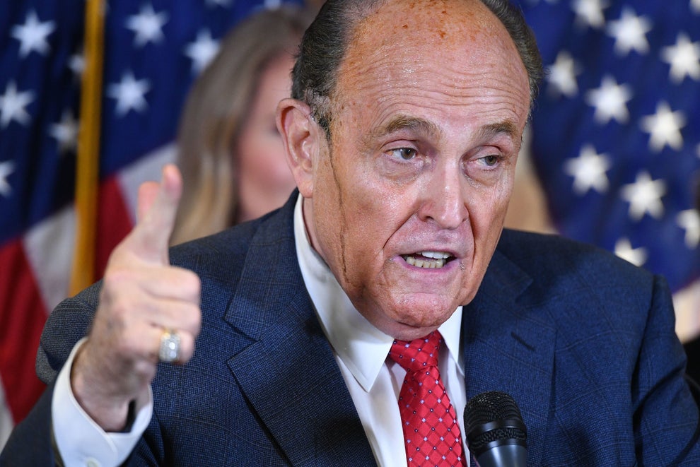 Rudy Giuliani Sweating With Hair Dye Leak: Photos