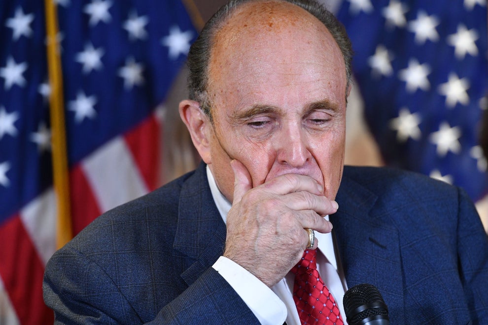 Rudy Giuliani Sweating With Hair Dye Leak: Photos