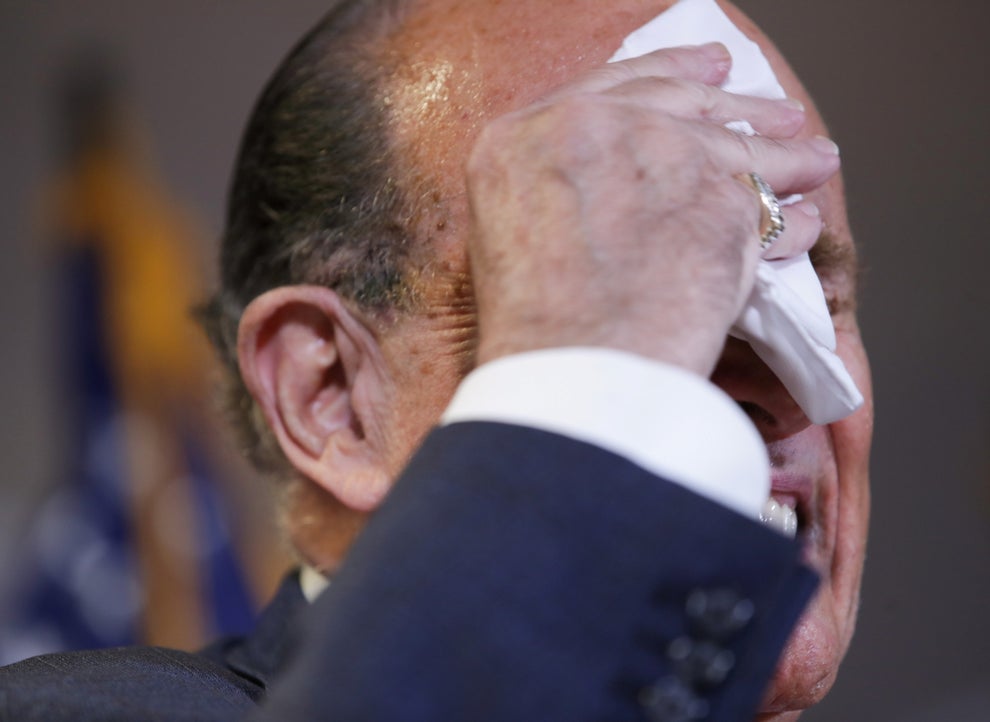 Rudy Giuliani Sweating With Hair Dye Leak: Photos