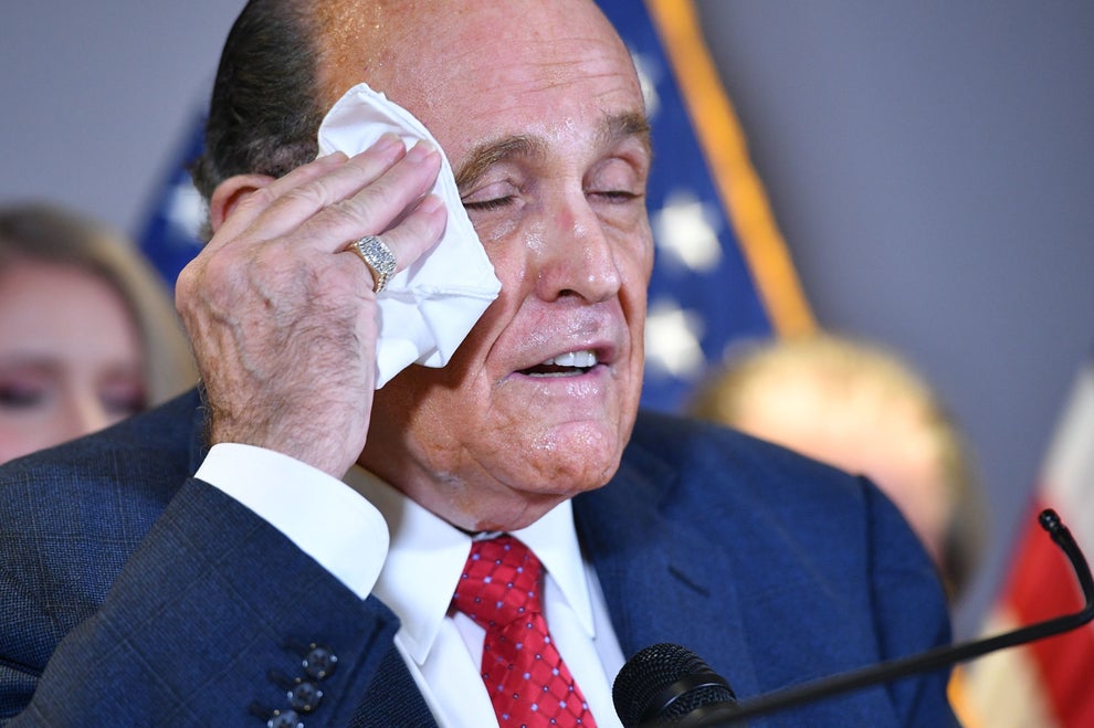 Rudy Giuliani Sweating With Hair Dye Leak: Photos