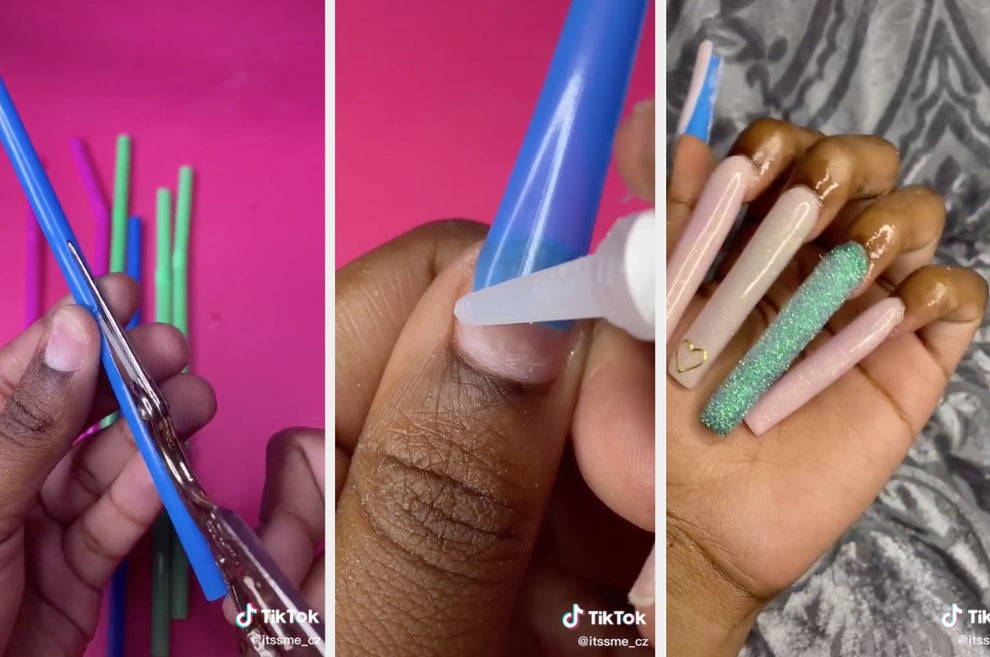 TikToker Does Viral Nail Hacks With Random Objects