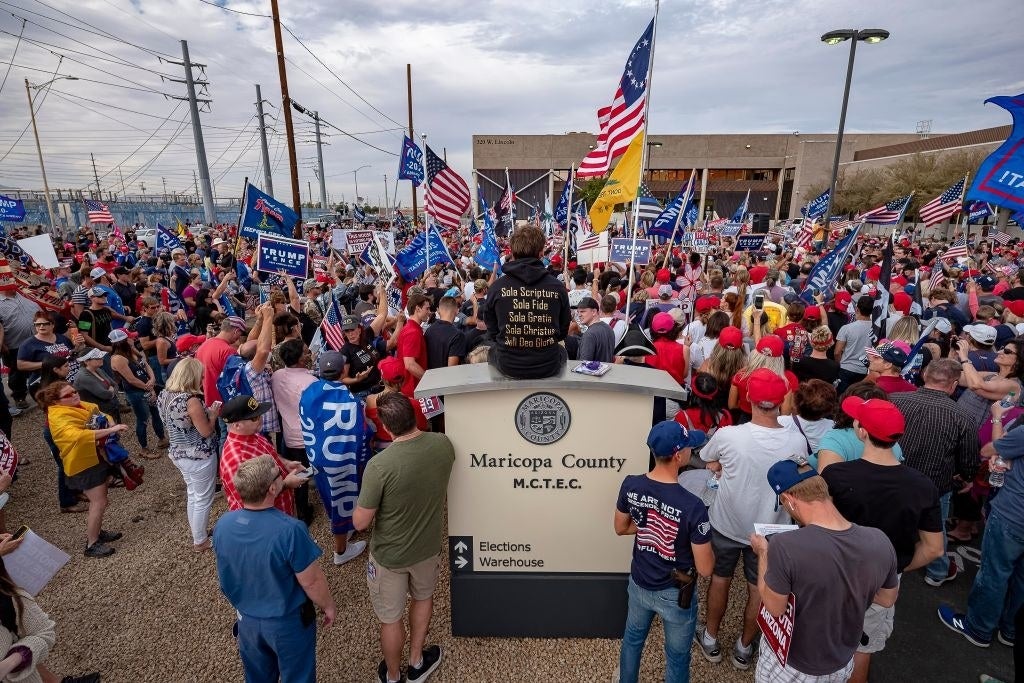 Photos: Inside Vs. Outside The Phoenix Maricopa Elections Office