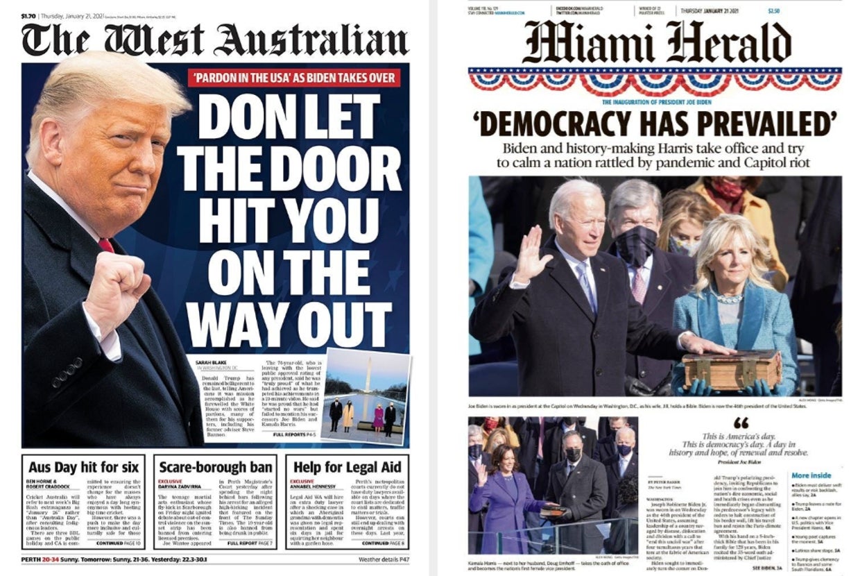 Newspaper Front Pages On Biden Inauguration