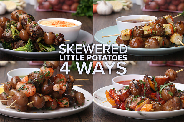 Skewered Little Potatoes 4 Ways