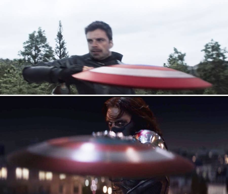 bucky grabs shield