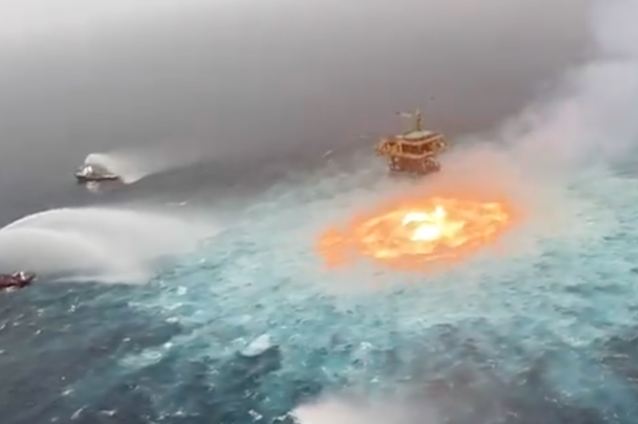 Video Shows Gulf Of Mexico Water On Fire After Gas Leak