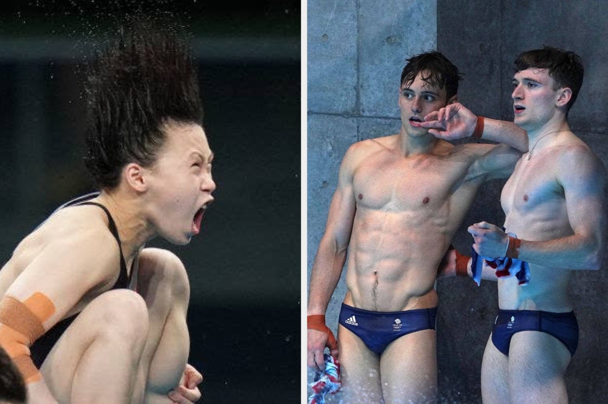 olympic faces while diving