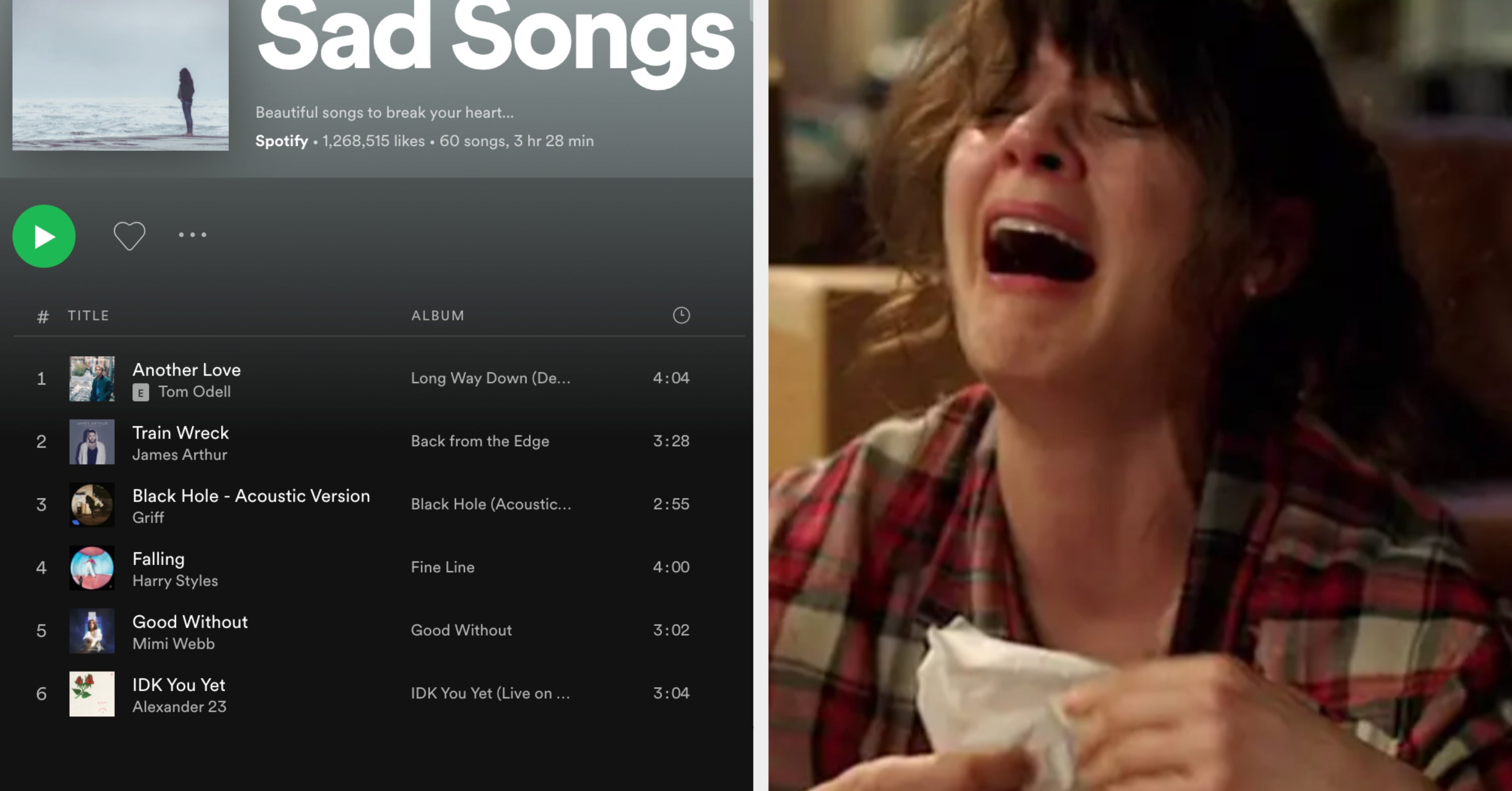 If You've Heard All 30 Songs On My "Sad" Playlist, You Probably Need A Hug