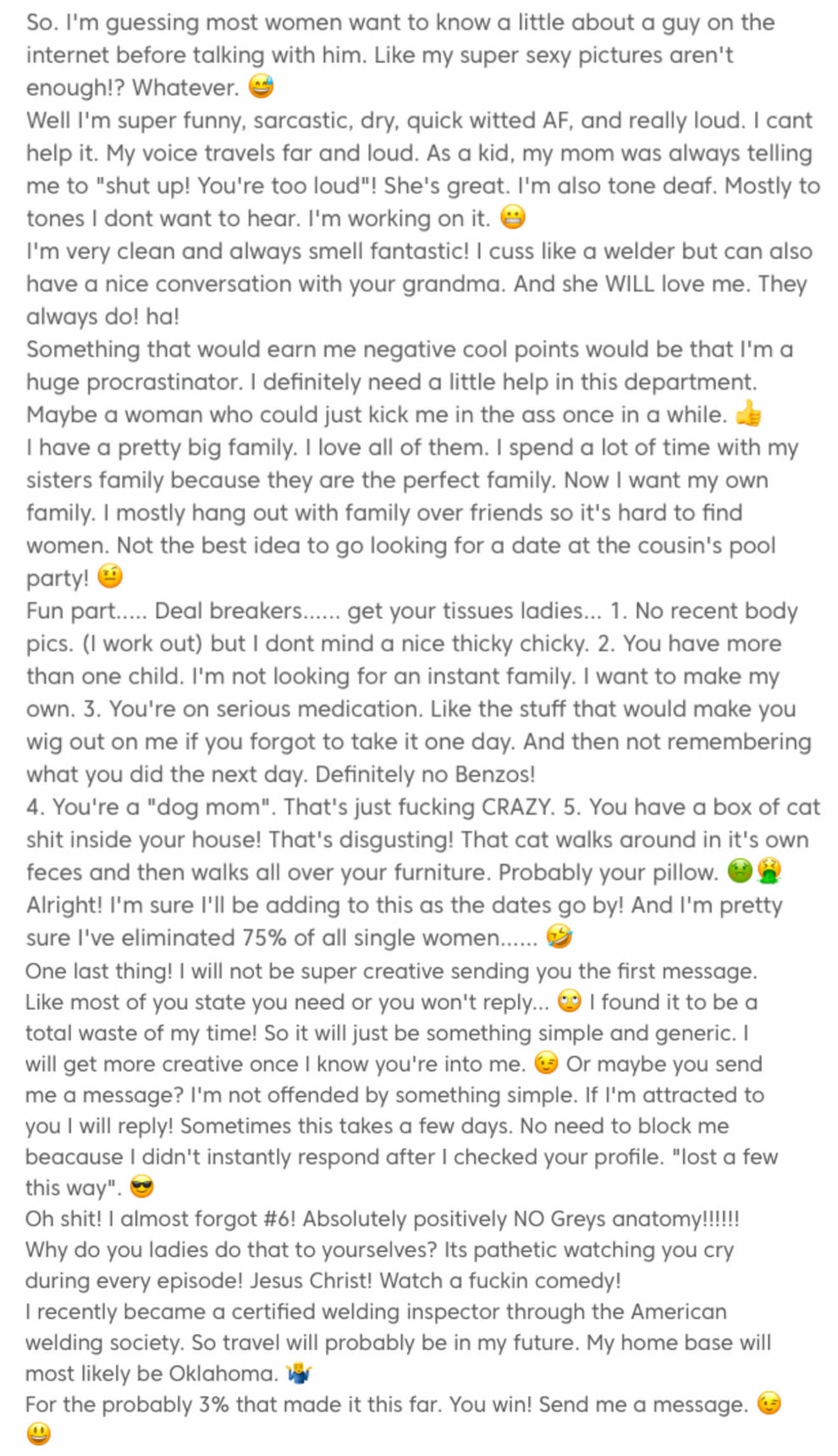 32 Cringe-Worthy Dating Profiles