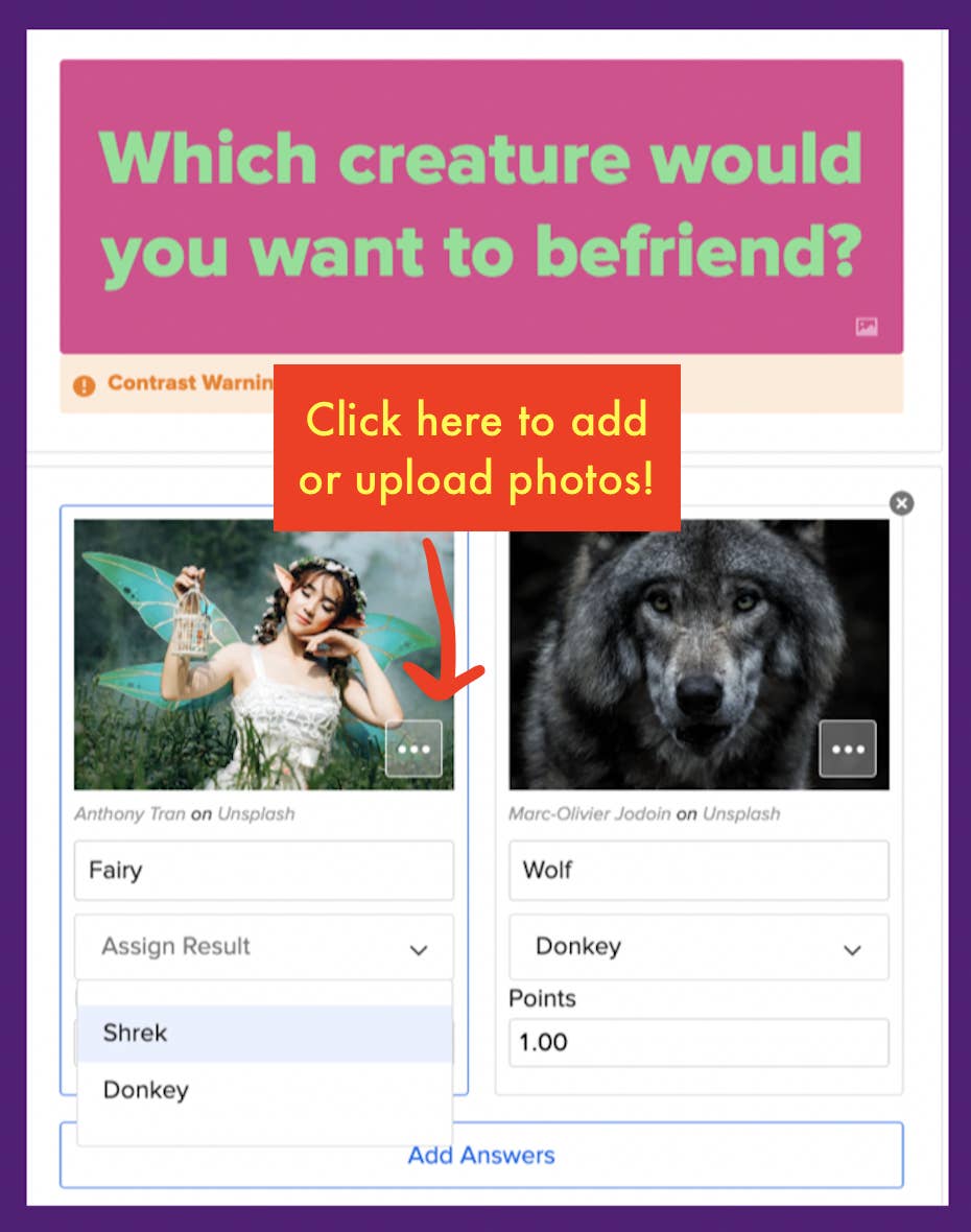 create buzzfeed style quiz