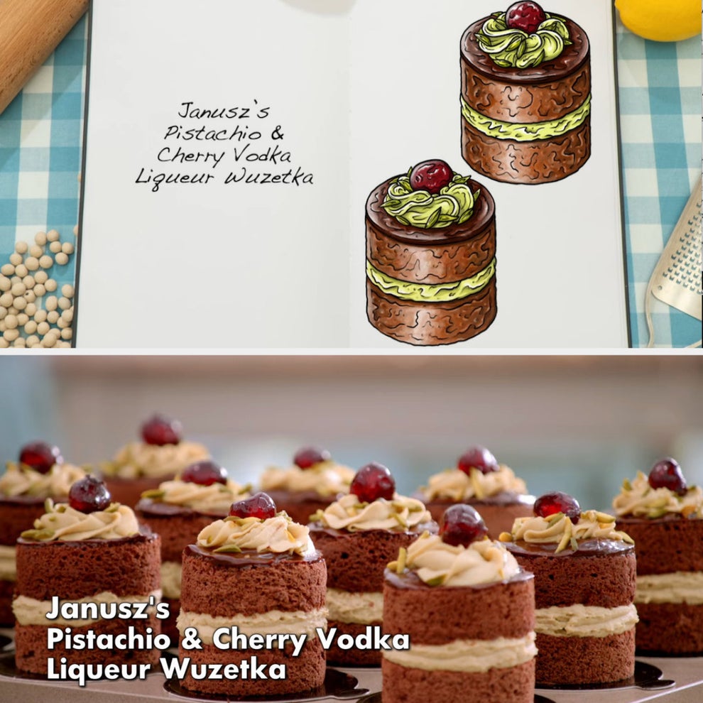 Great British Bake Off Bakes Vs. Drawings Cake Week 2021