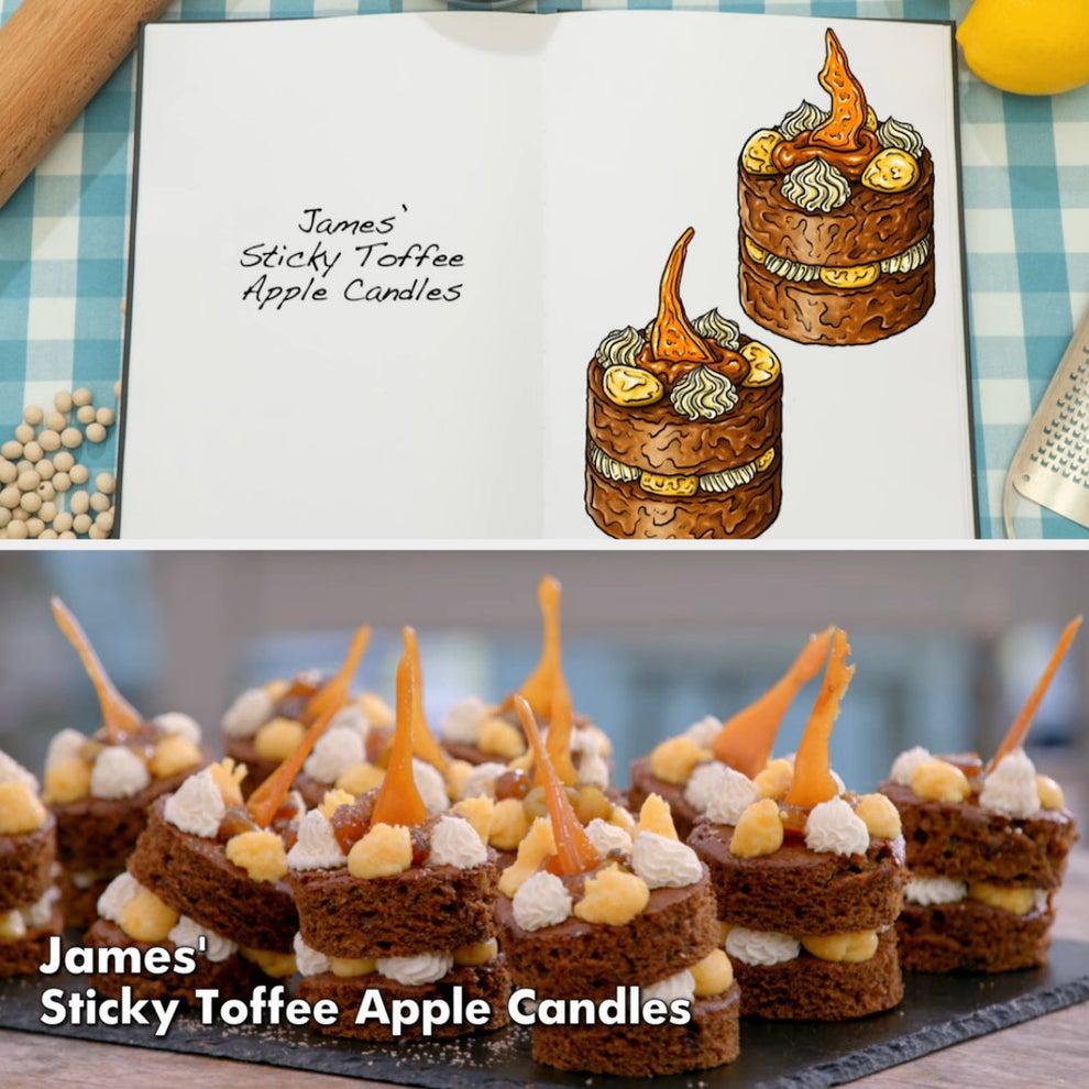 Great British Bake Off Bakes Vs. Drawings Cake Week 2021