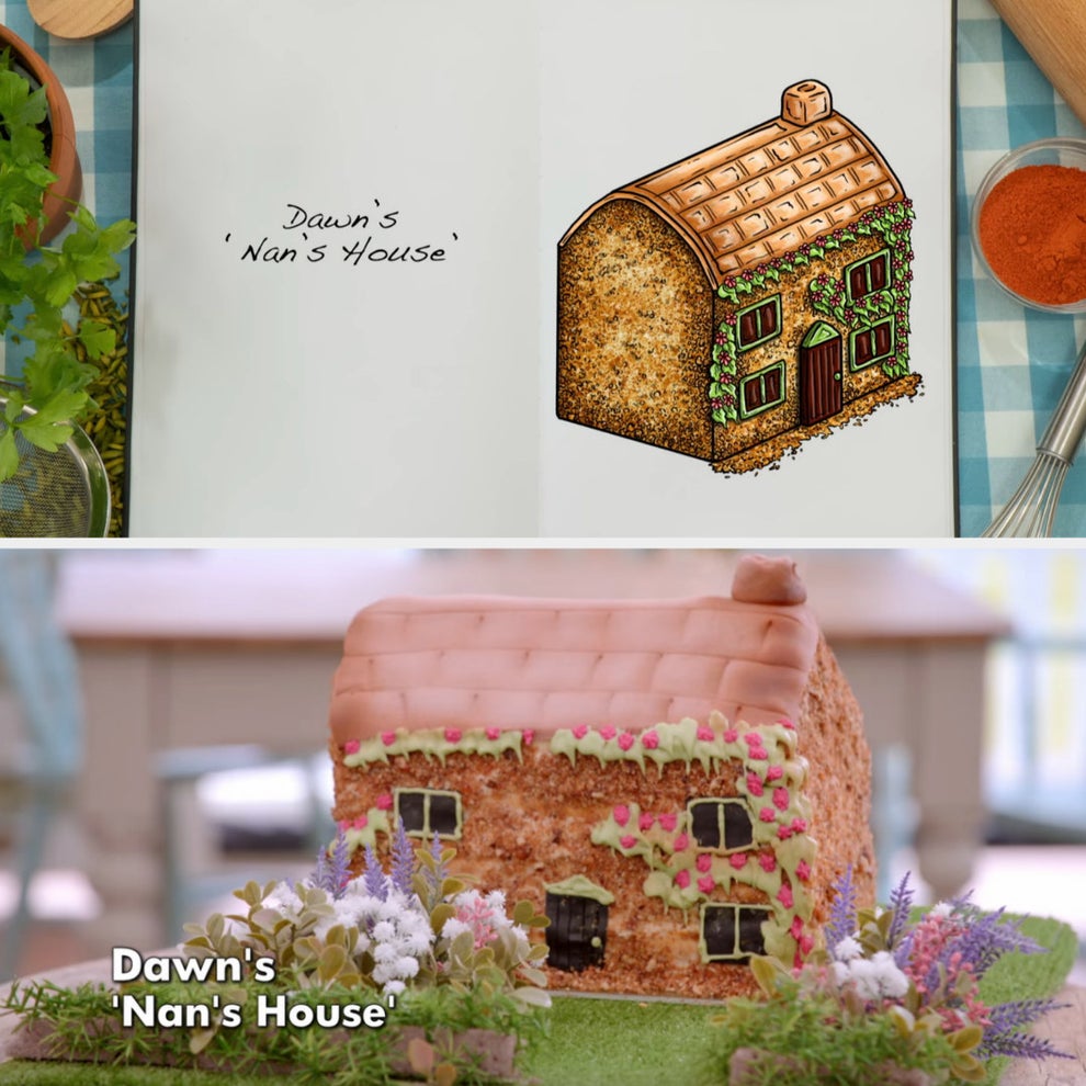 Great British Bake Off Bakes Vs. Drawings Cake Week 2021