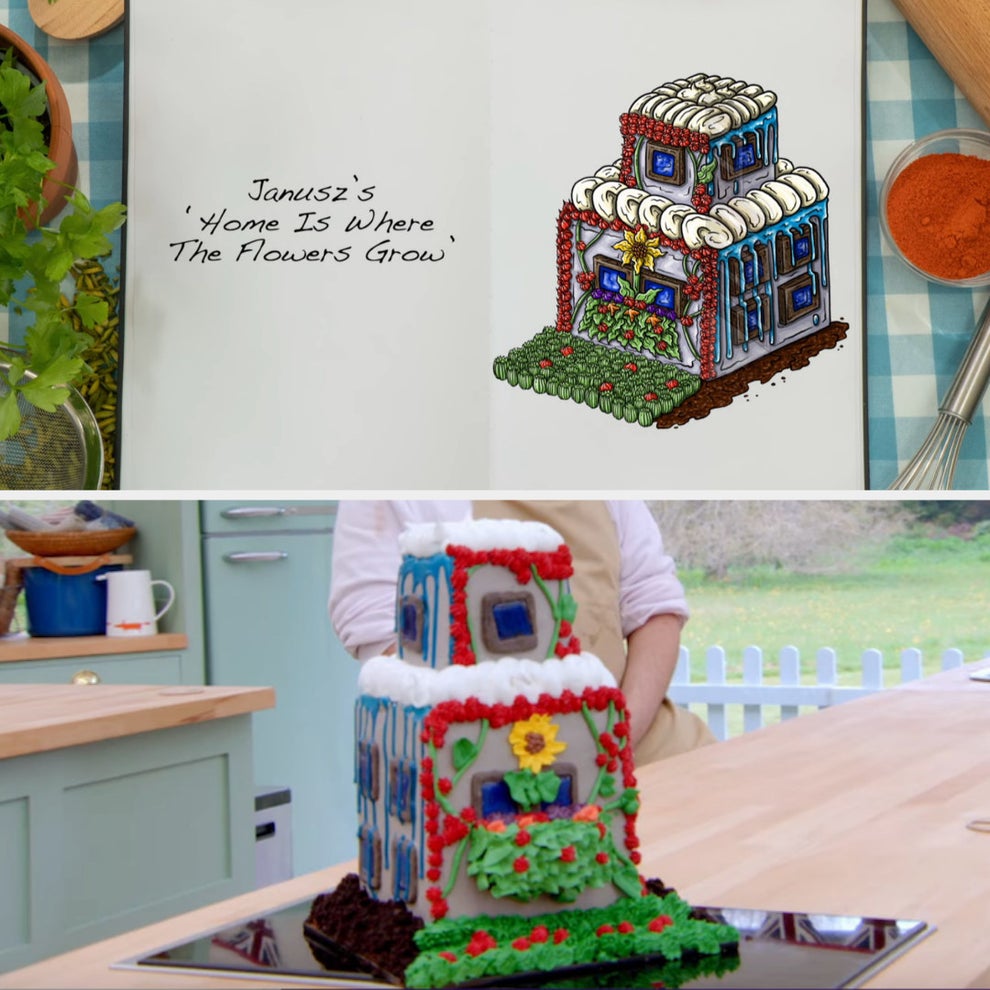Great British Bake Off Bakes Vs. Drawings Cake Week 2021