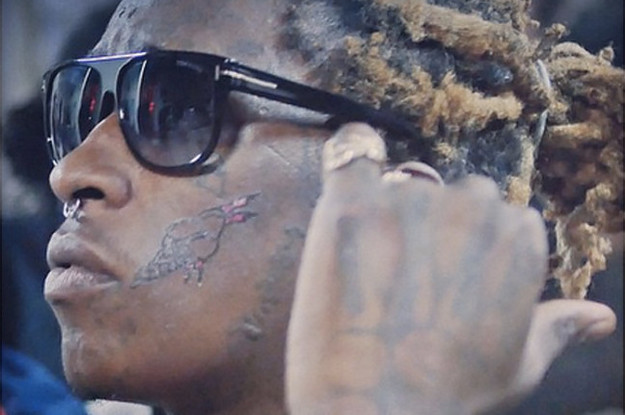 Young Thug Gets Ice Cream Cone Tattoo on Face to Honor Gucci Mane | Complex