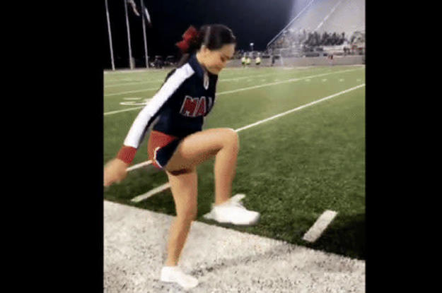 Cheerleader That Doesn't Believe in Gravity Steps Over Invisible Box | Complex