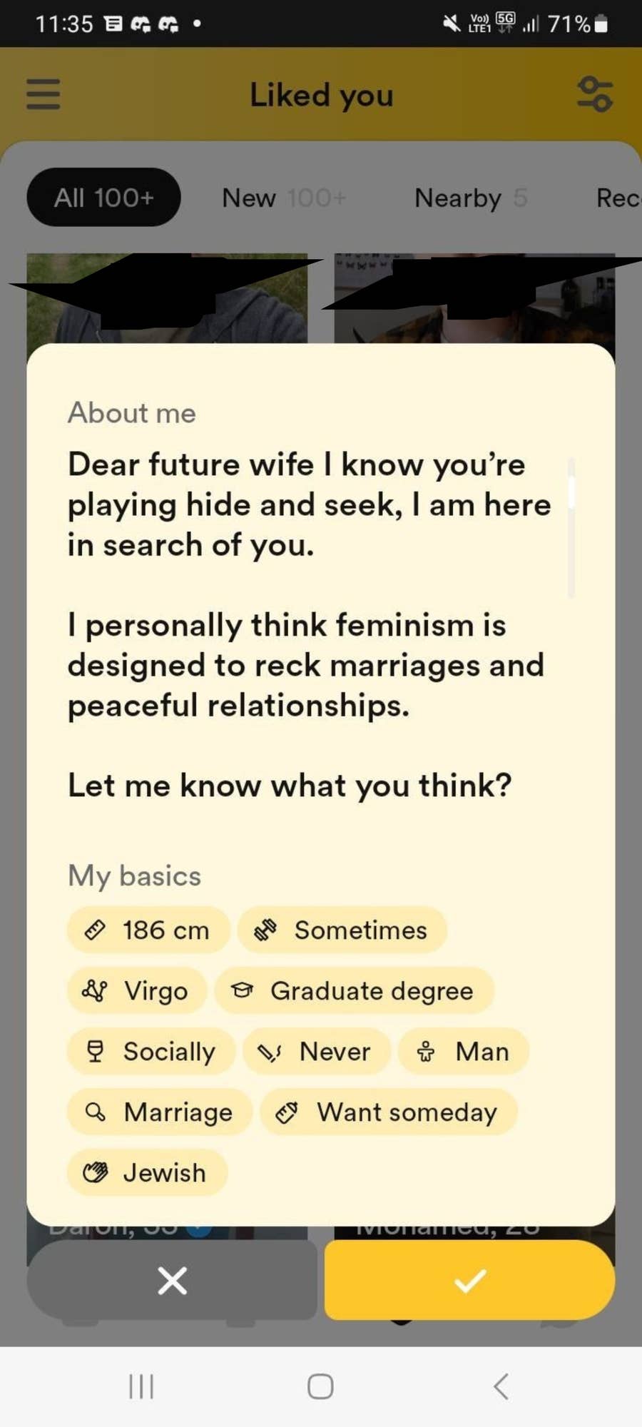 hide from someone on bumble