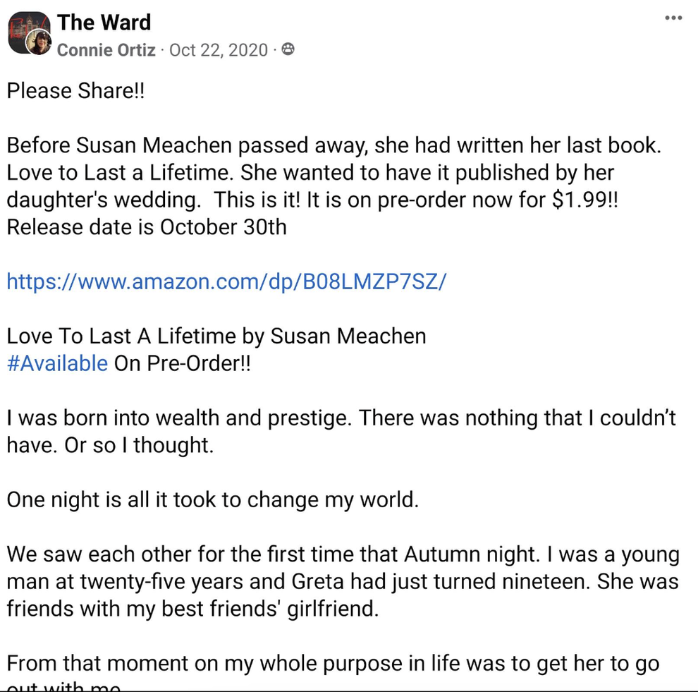 Indie Romance Author Susan Meachen Accused Of Faking Her Death