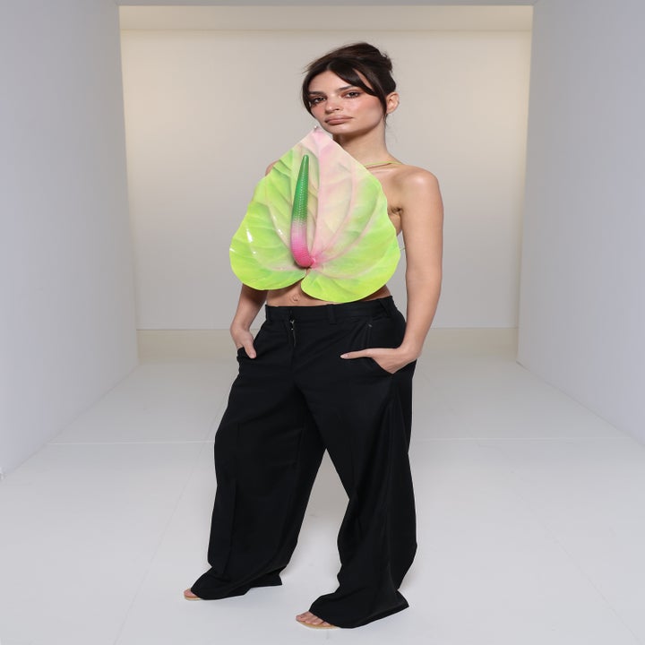 Emily Ratajkowski's Flower Top At Paris Fashion Week