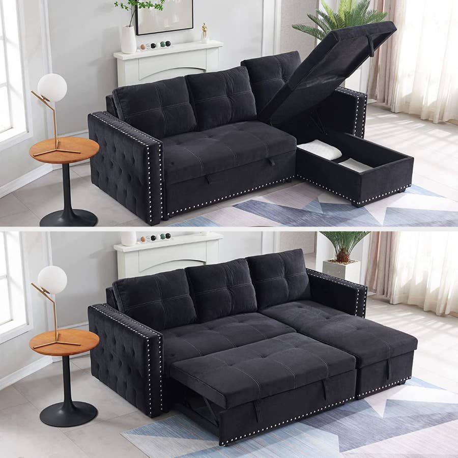 Small Leather Sectional Sleeper Sofa | Baci Living Room