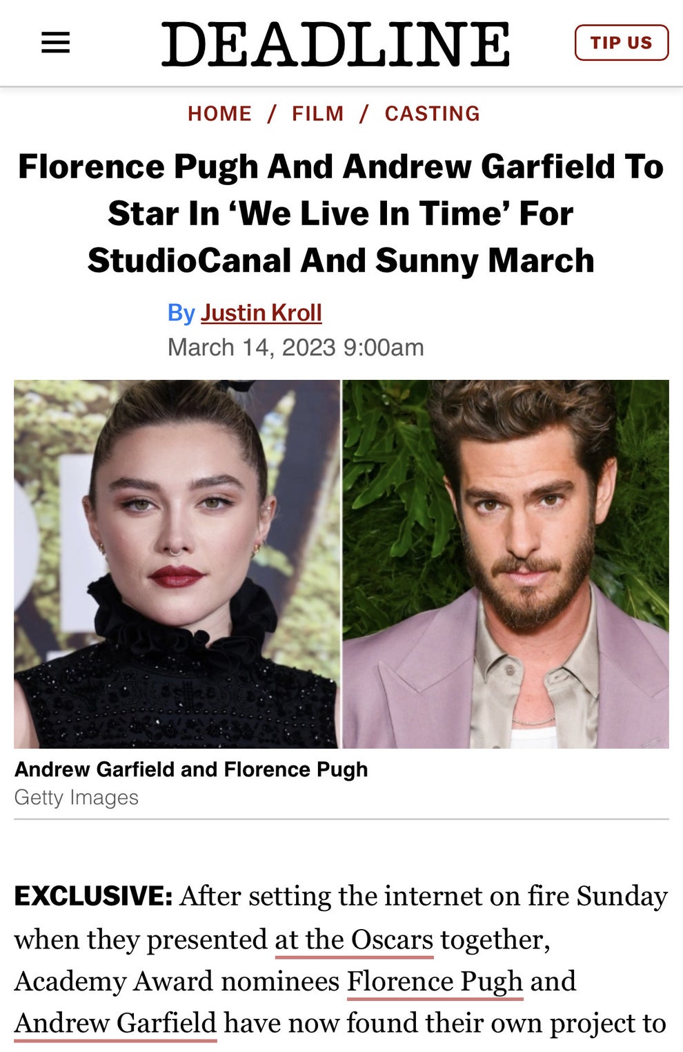 Florence Pugh Andrew Garfield Movie First Photos