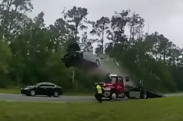 Footage Shows Car Soaring 120 Feet After Driving Off Truck Ramp | Complex