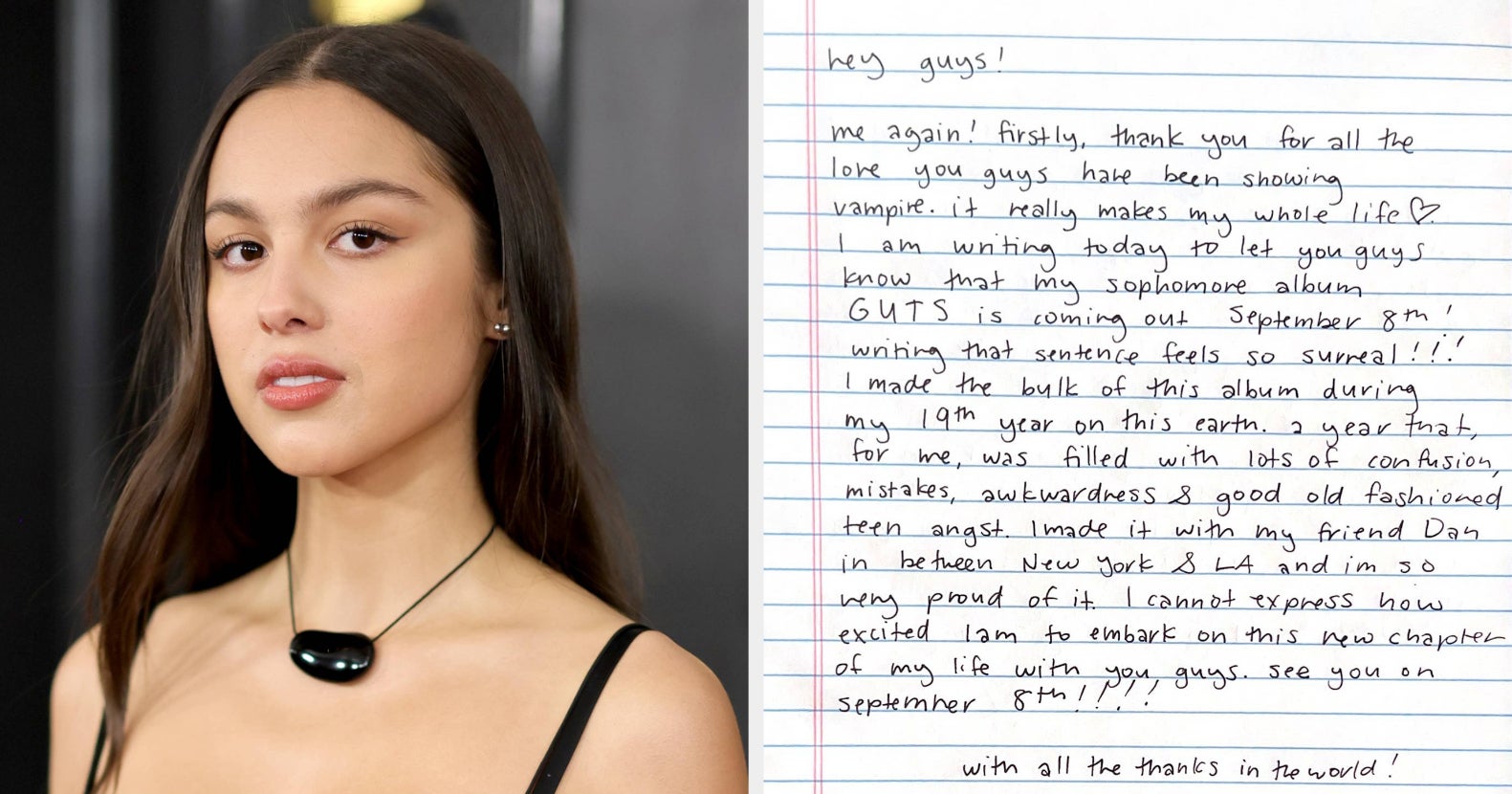 Olivia Rodrigo Announced New Album GUTS With Letter To Fans