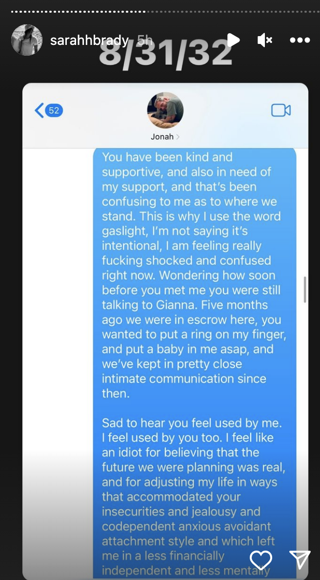 Jonah Hill s Ex Sarah Brady Shares More Alleged Text Screenshots