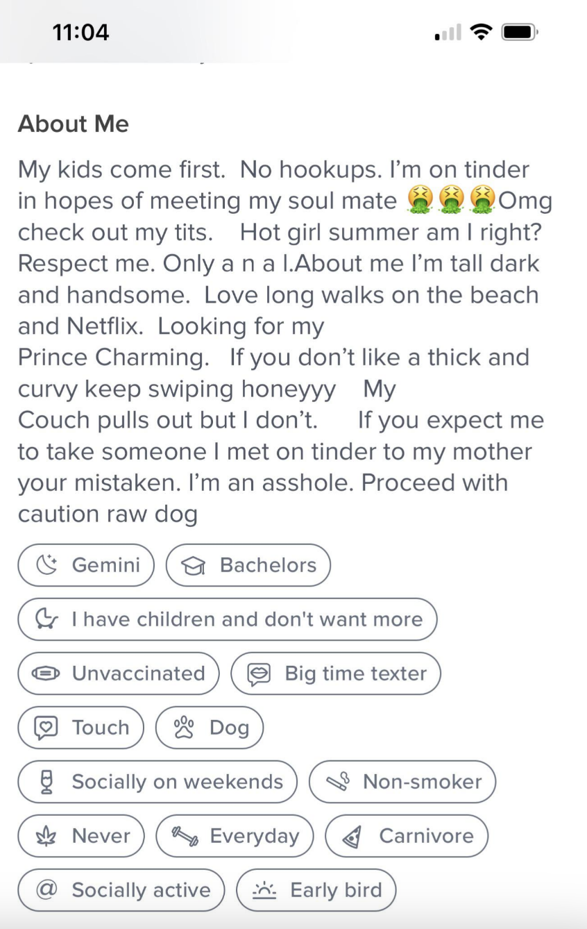 15 Worst Tinder Bio Screenshots Of 2023 So Far