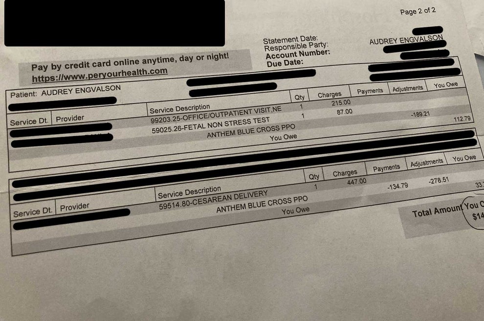 My $65,000 Hospital Bill For Giving Birth Broken Down
