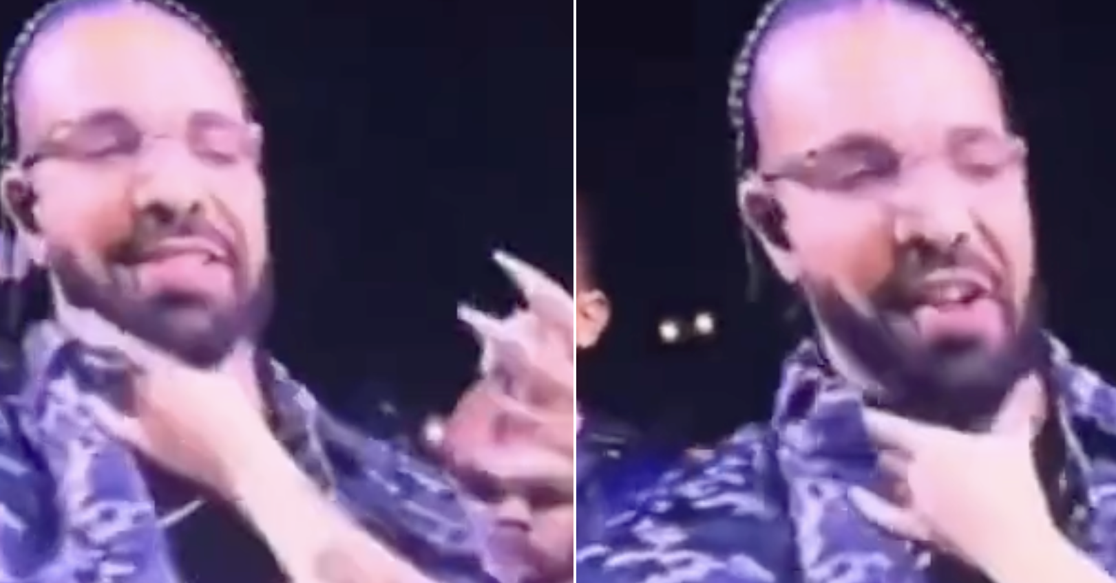 A Drake Fan Grabbed His Throat, Rapper Smiles, Nudges Fan’s Hand Away ...