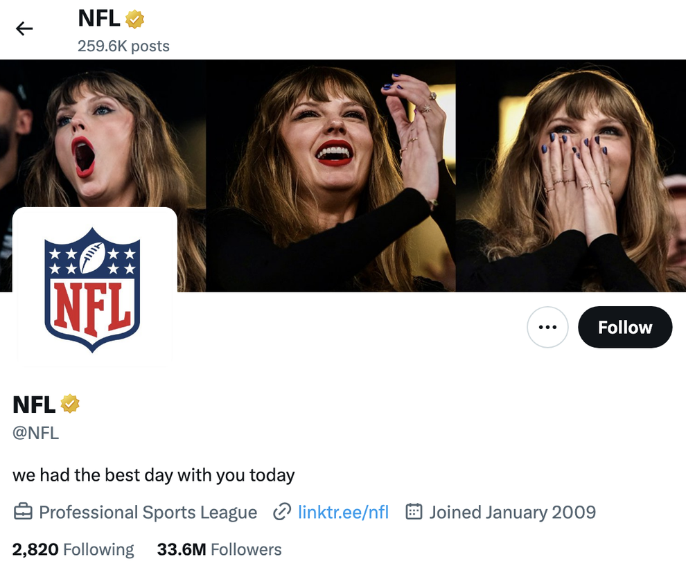 NFL Change Twitter Banner To Taylor Swift, Sparking Backlash