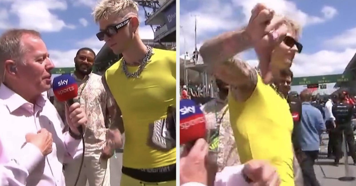 Machine Gun Kelly Reacts To Awkward Formula One Interview - Entertainer ...