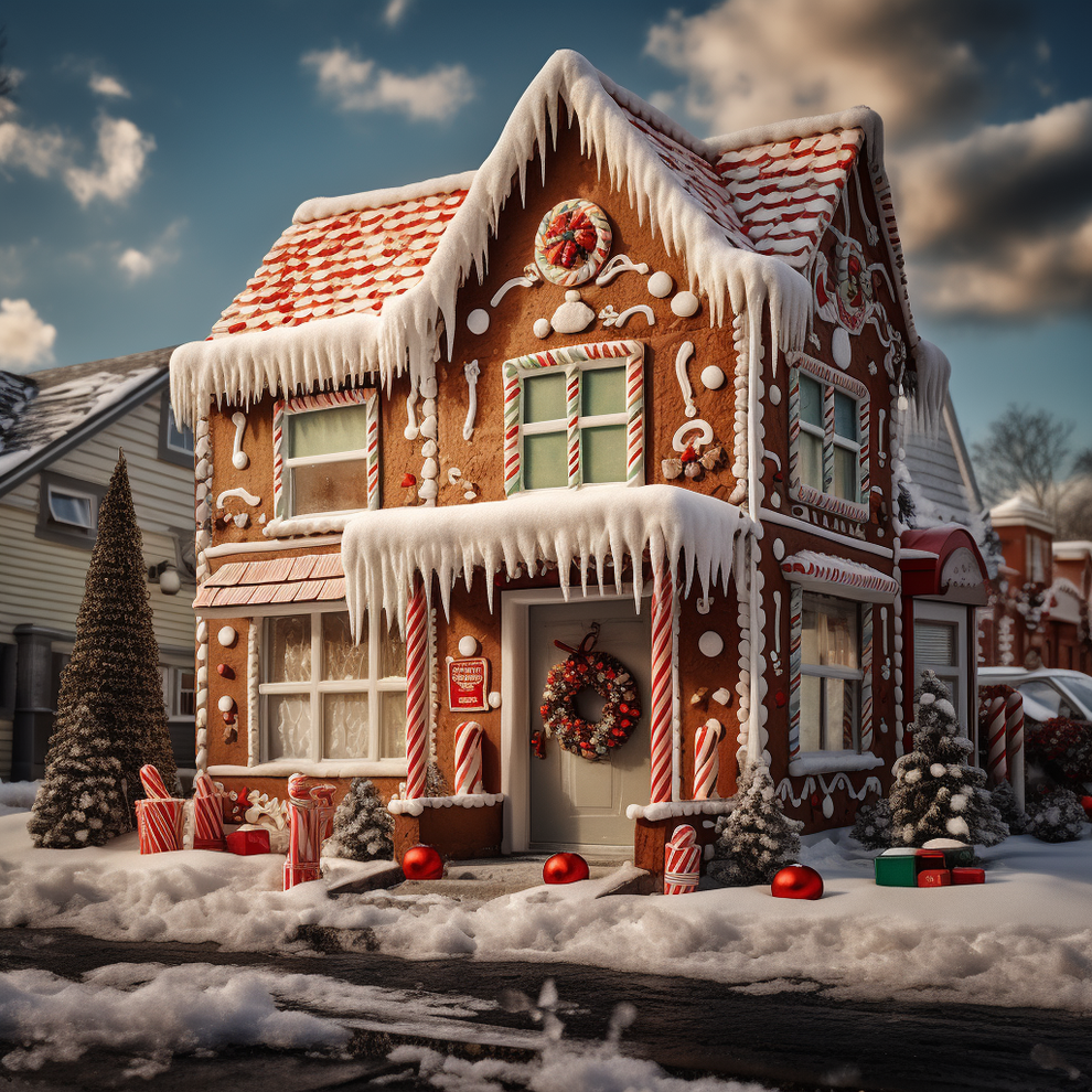 US States As Gingerbread Houses AI Image Post