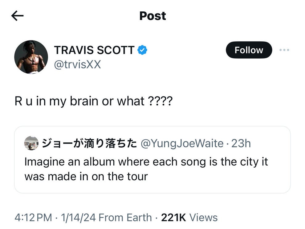 Travis Scott Hints at New Album With Songs Recorded Before Each ‘Circus ...