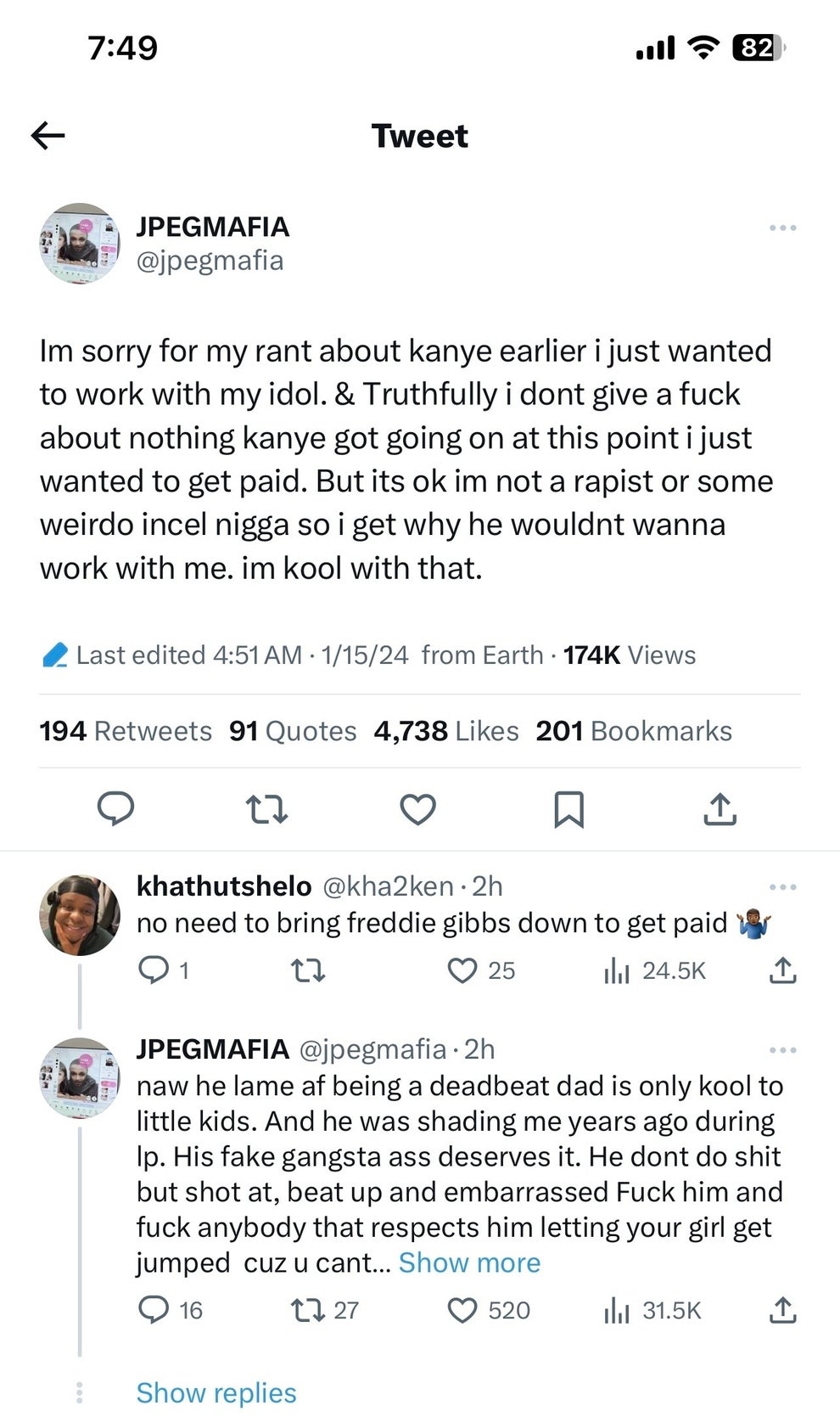 JPEGMAFIA Links Up With Kanye After Calling Him Out for Ignoring His ...