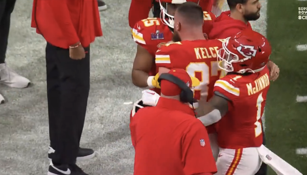 Travis Kelce Screams At And Shoves Andy Reid At Super Bowl