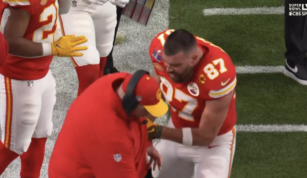 Travis Kelce Screams At And Shoves Andy Reid At Super Bowl