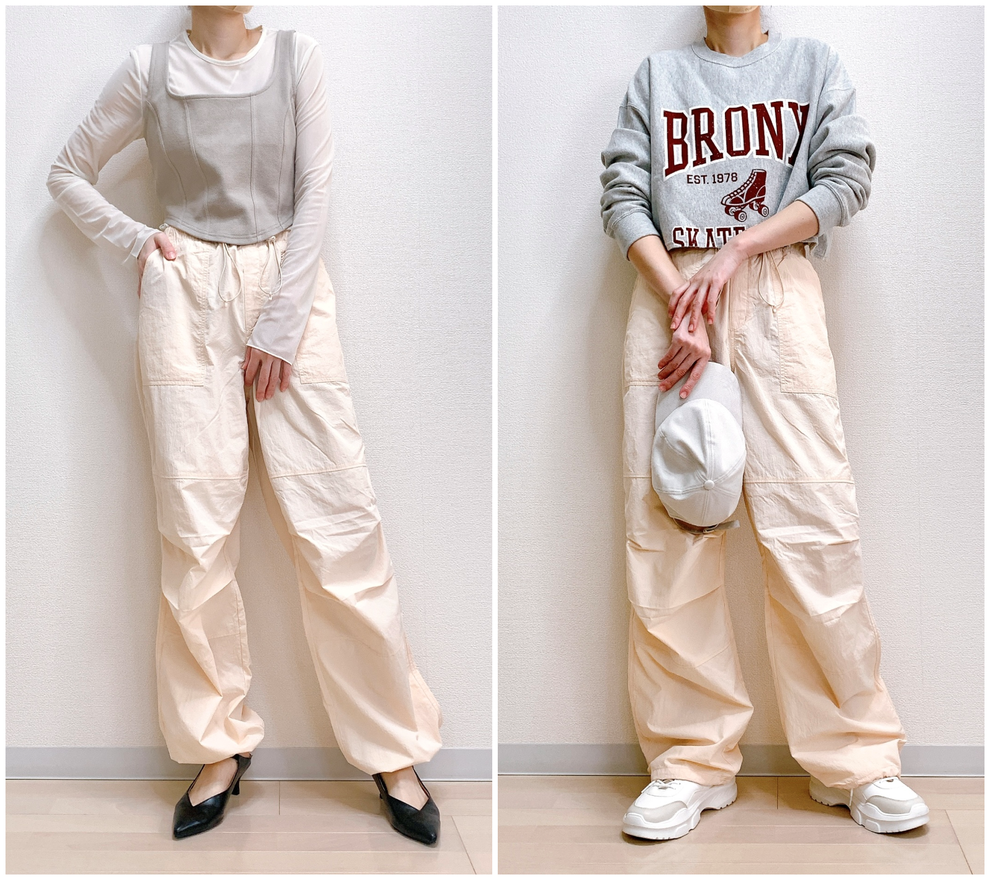 【GUセール品】2990円→1490円の「ゆったりパンツ」着回しバツグンで使いやすい！春らしい色味がカワイイし、スラッと脚長に見せてくれるの！《着用レビュー》【画像・動画】