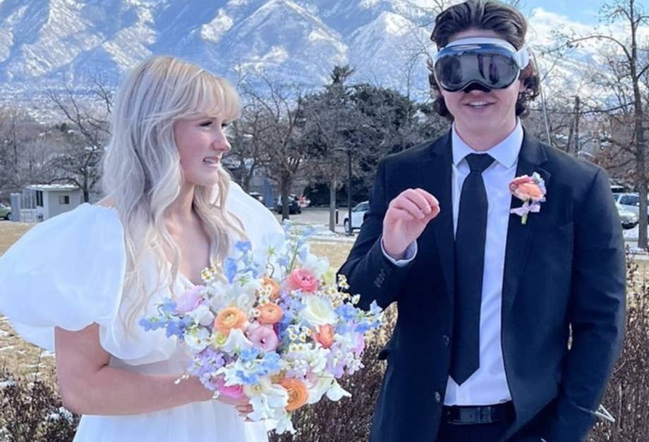 Bride Looks Horrified by Groom Wearing Apple Pro Vision at Wedding ...