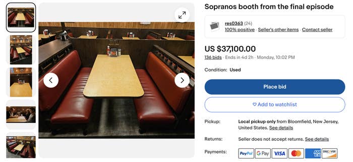 Tony Soprano's Booth From Final Scene of ‘The Sopranos’ Up for Sale ...