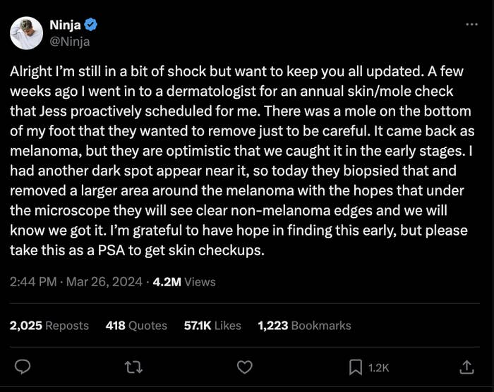 Twitch Streamer Ninja Reveals Skin Cancer Diagnosis Shock | Complex