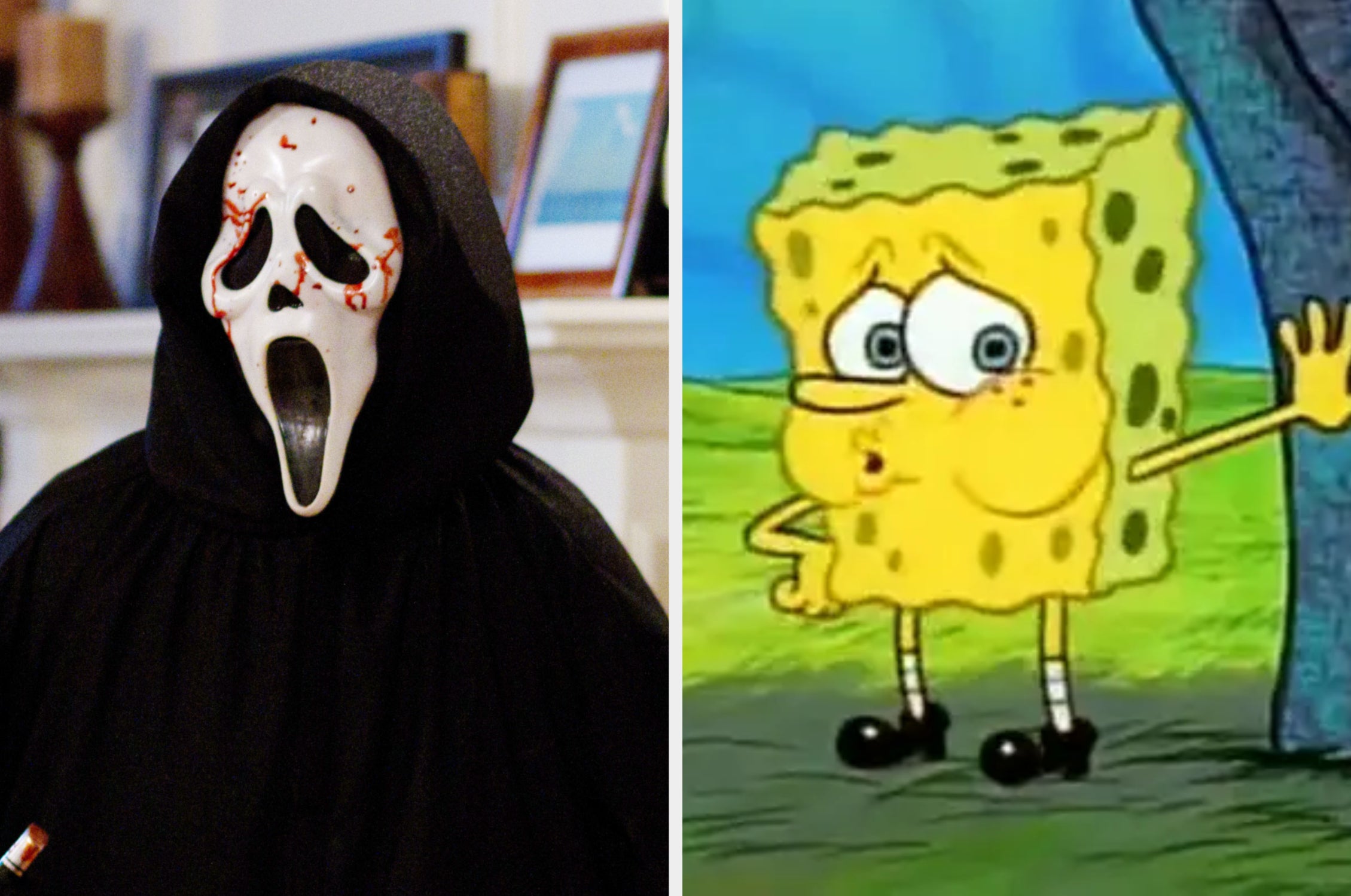 Spongebob Memes Scary SPONGEBOB CLOSE UPS; HORROR MOVIES Meme