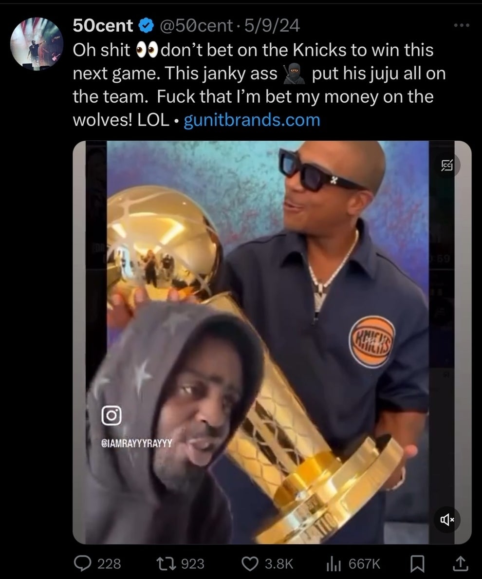 50 Cent Points Finger at 'Fool' Ja Rule After Knicks' Loss to Pacers ...